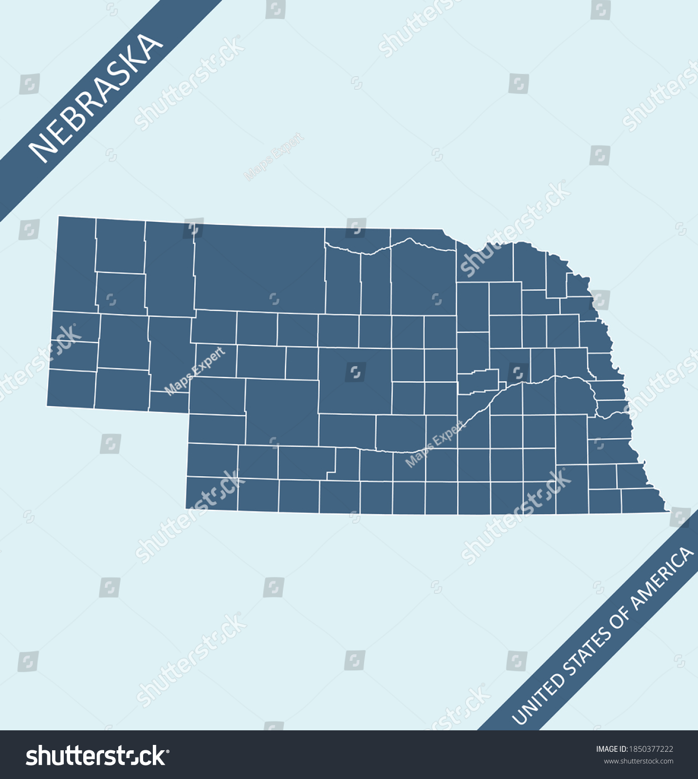 Nebraska Counties Map Vector Outlines Stock Vector (Royalty Free ...