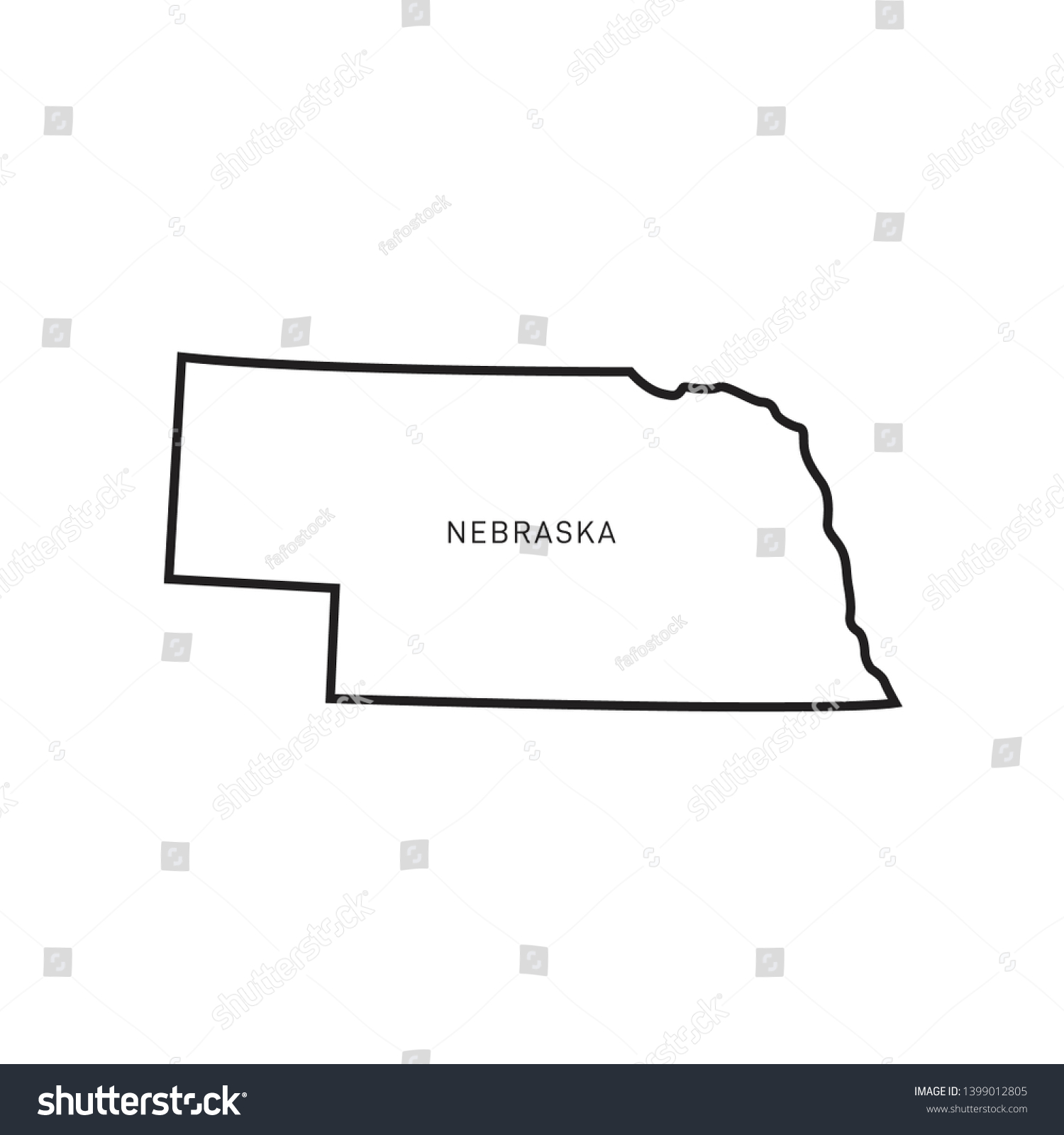 Nebraska Map Outline Vector Design Template: เวกเตอร์สต็อก (ปลอดค่า ...
