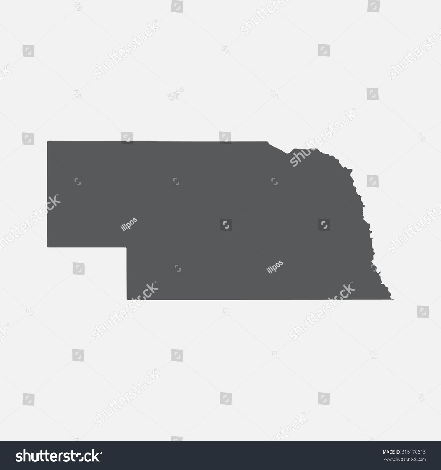 Nebraska State Border Map Stock Vector (Royalty Free) 316170815