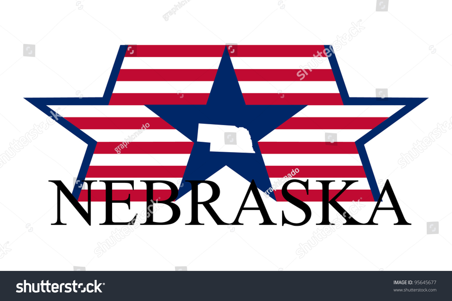 Nebraska State Map Flag Name Stock Vector (Royalty Free) 95645677