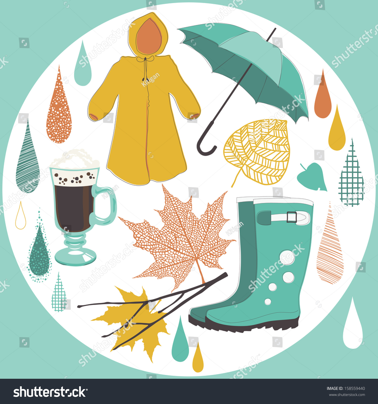 Necessary Objects Rainy Day Stock Vector (Royalty Free) 158559440 ...