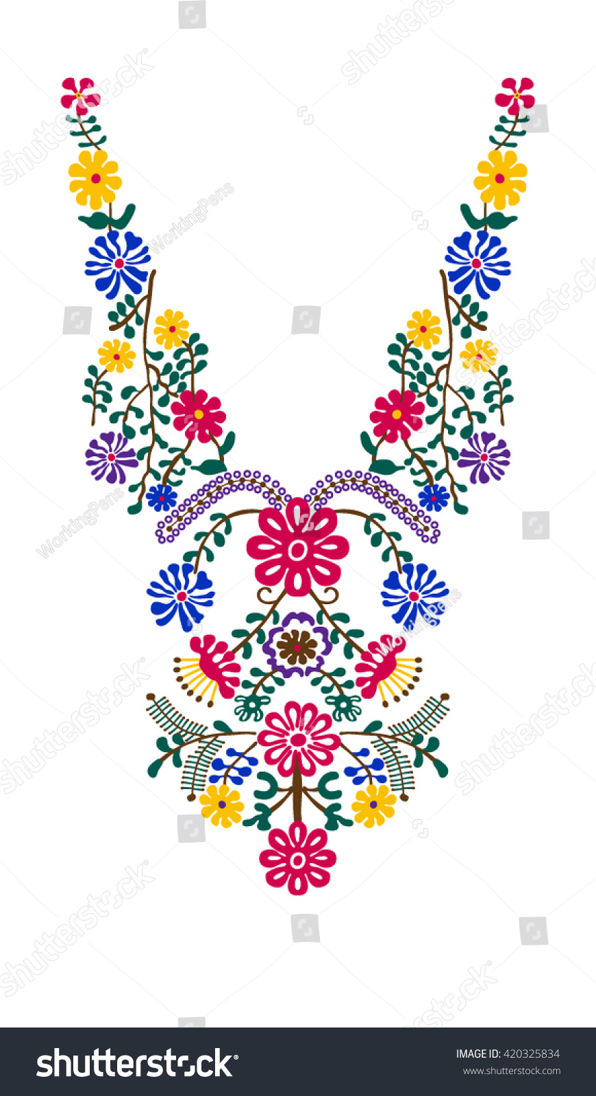 Neck Embroidery Vector Stock Vector (Royalty Free) 420325834