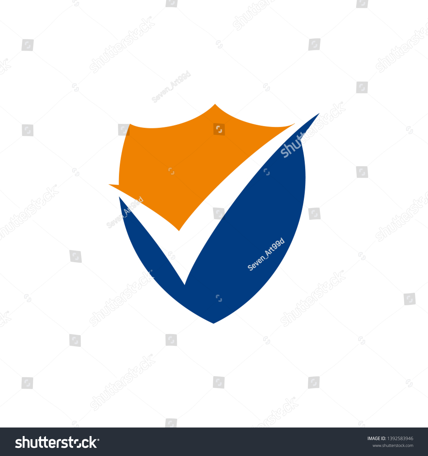 Negative Space Checkmark On Shield Logo Stock Vector (Royalty Free ...