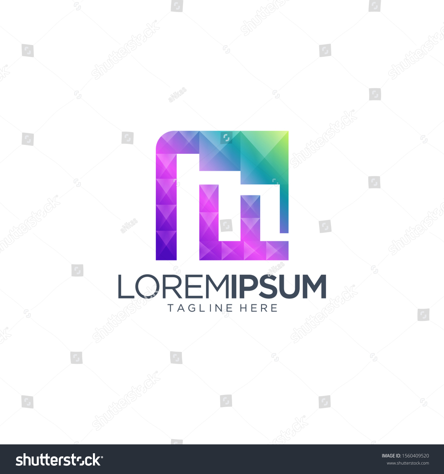 Negative Space Letter M Logo Design Stock Vector (Royalty Free ...