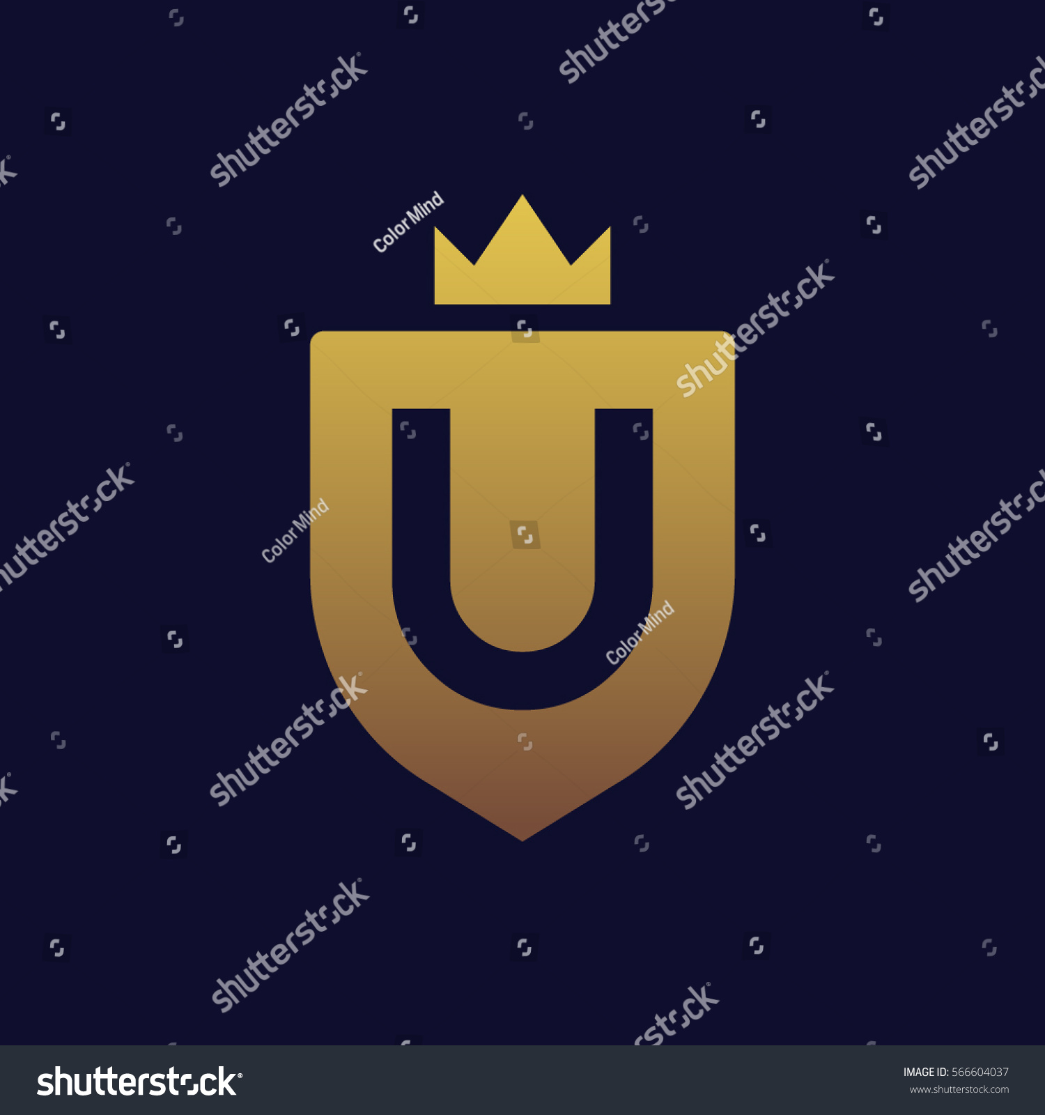 Negative Space Letter U Shield Shape Stock Vector (Royalty Free) 566604037
