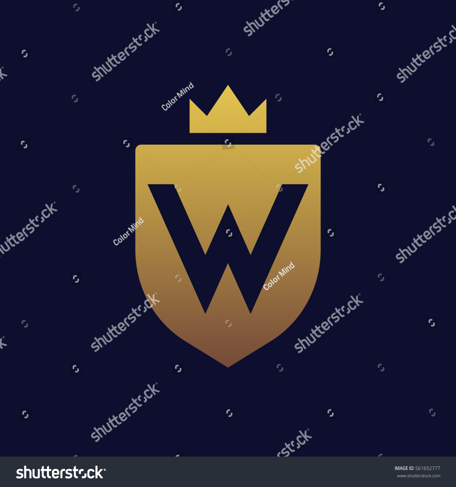 Negative Space Letter W Shield Shape Stock Vector (Royalty Free ...