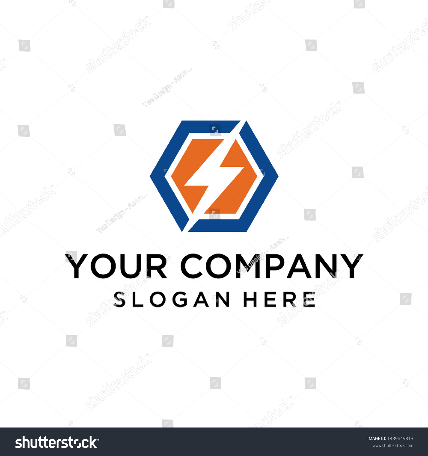 Negative Space Lightning Bolt Logo Design: เวกเตอร์สต็อก (ปลอดค่า ...