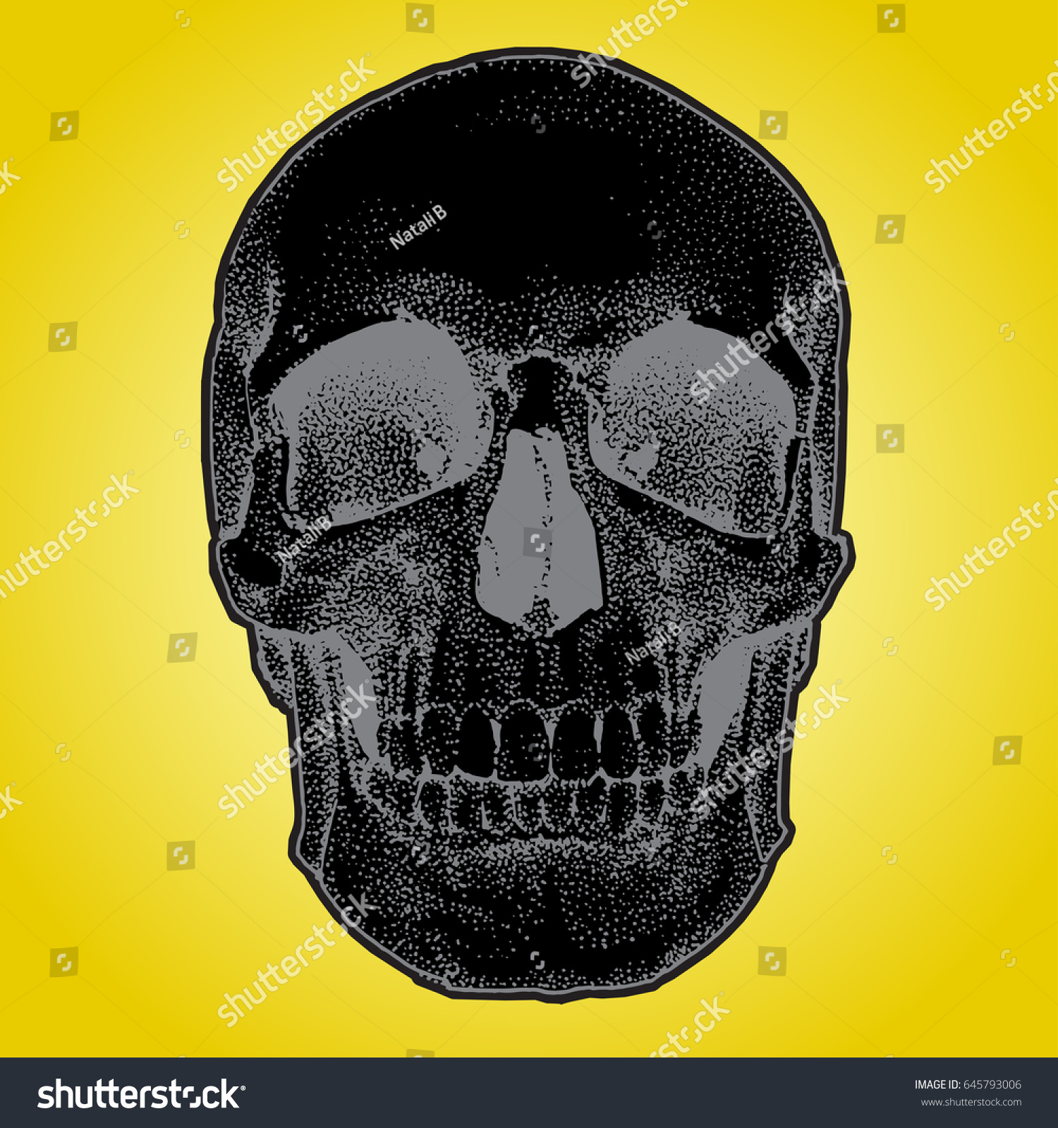 Negative Vector Skull Illustration On Yellow Stock Vector (Royalty Free ...