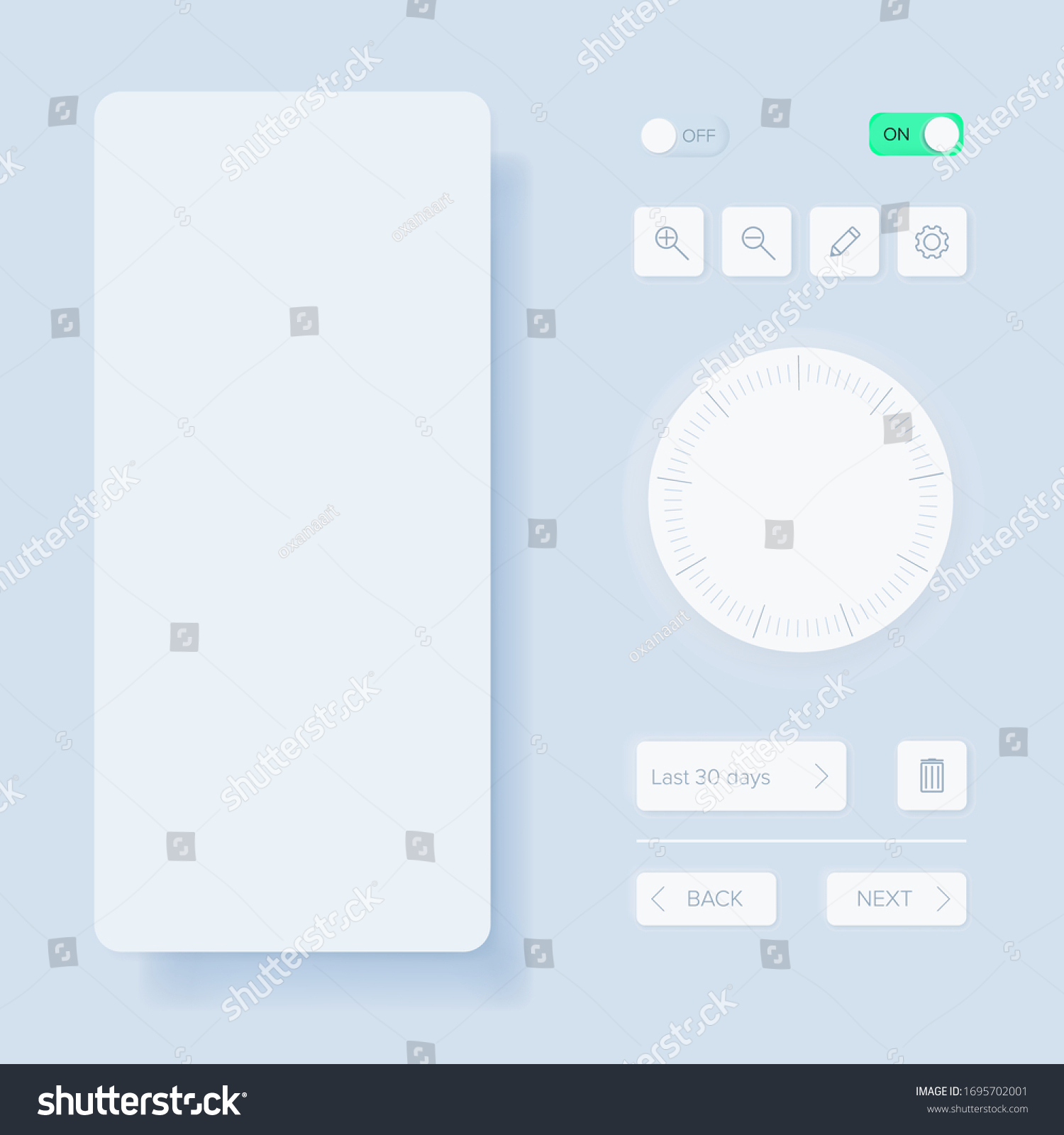 Neomorphic Skeuomorphic Ui User Interface Design Stock Vector (Royalty ...