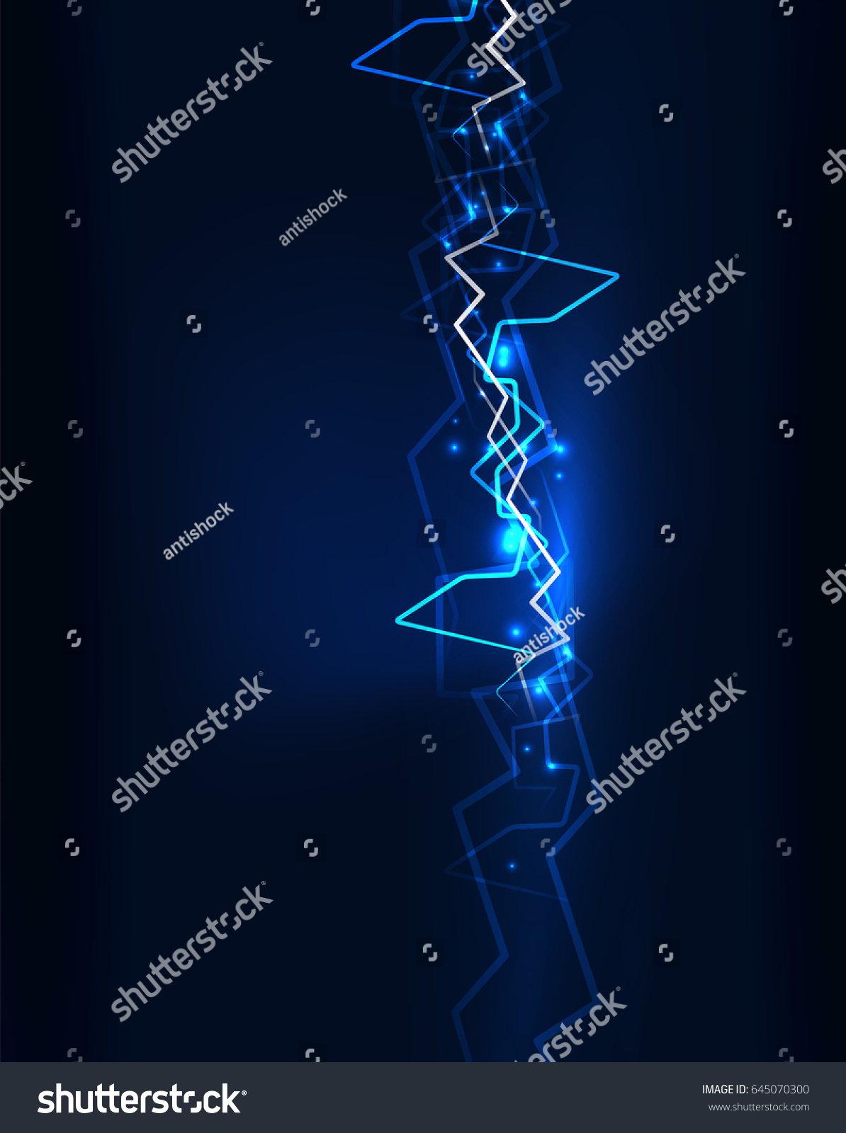 Neon Blue Lightning Vector Background Template Stock Vector (Royalty ...