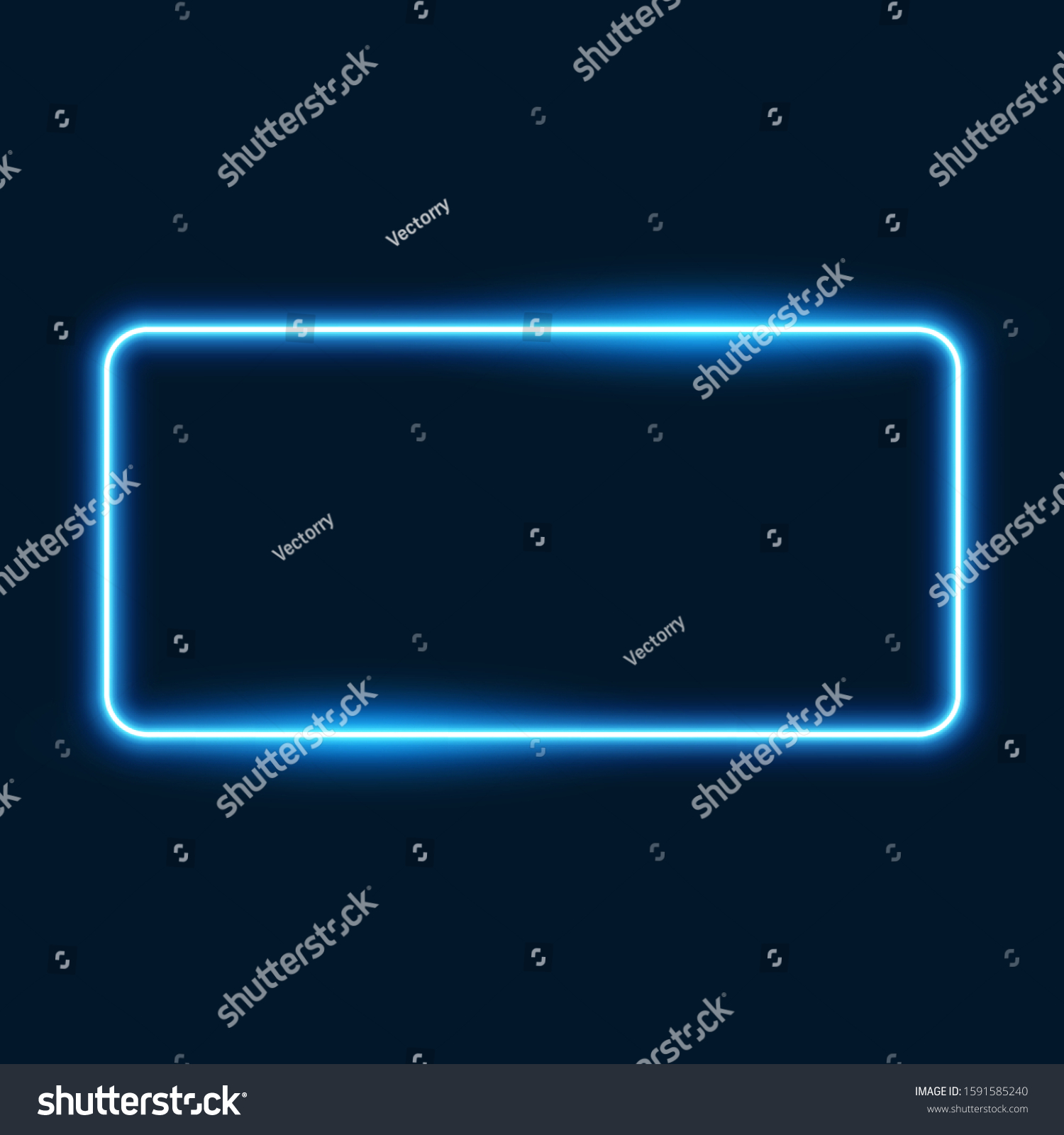 Neon Blue Rectangular Frame On Dark: vector de stock (libre de regalías ...