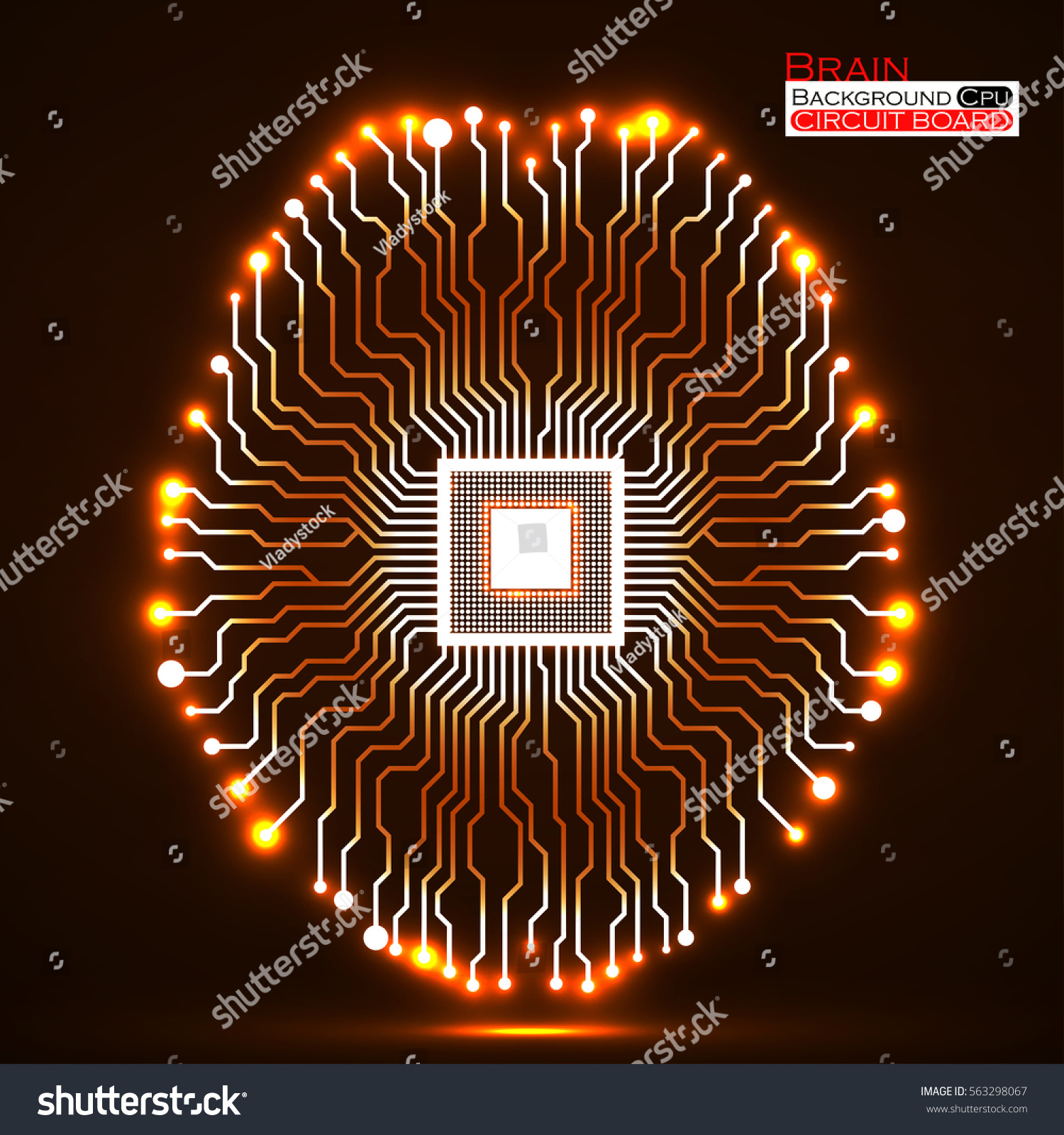 Neon Brain Cpu Circuit Board Abstract Stock Vector (Royalty Free ...