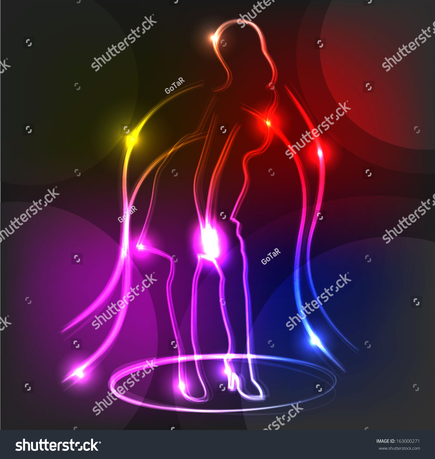 Neon Dancing Girl Vector Stock Vector (Royalty Free) 163000271 ...