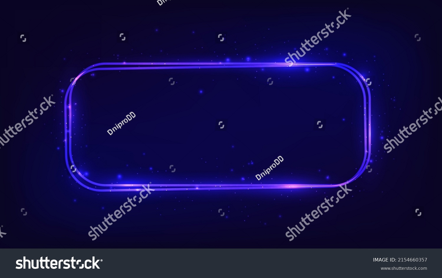 Neon Double Rounded Rectangular Frame Shining Stock Vector (Royalty ...