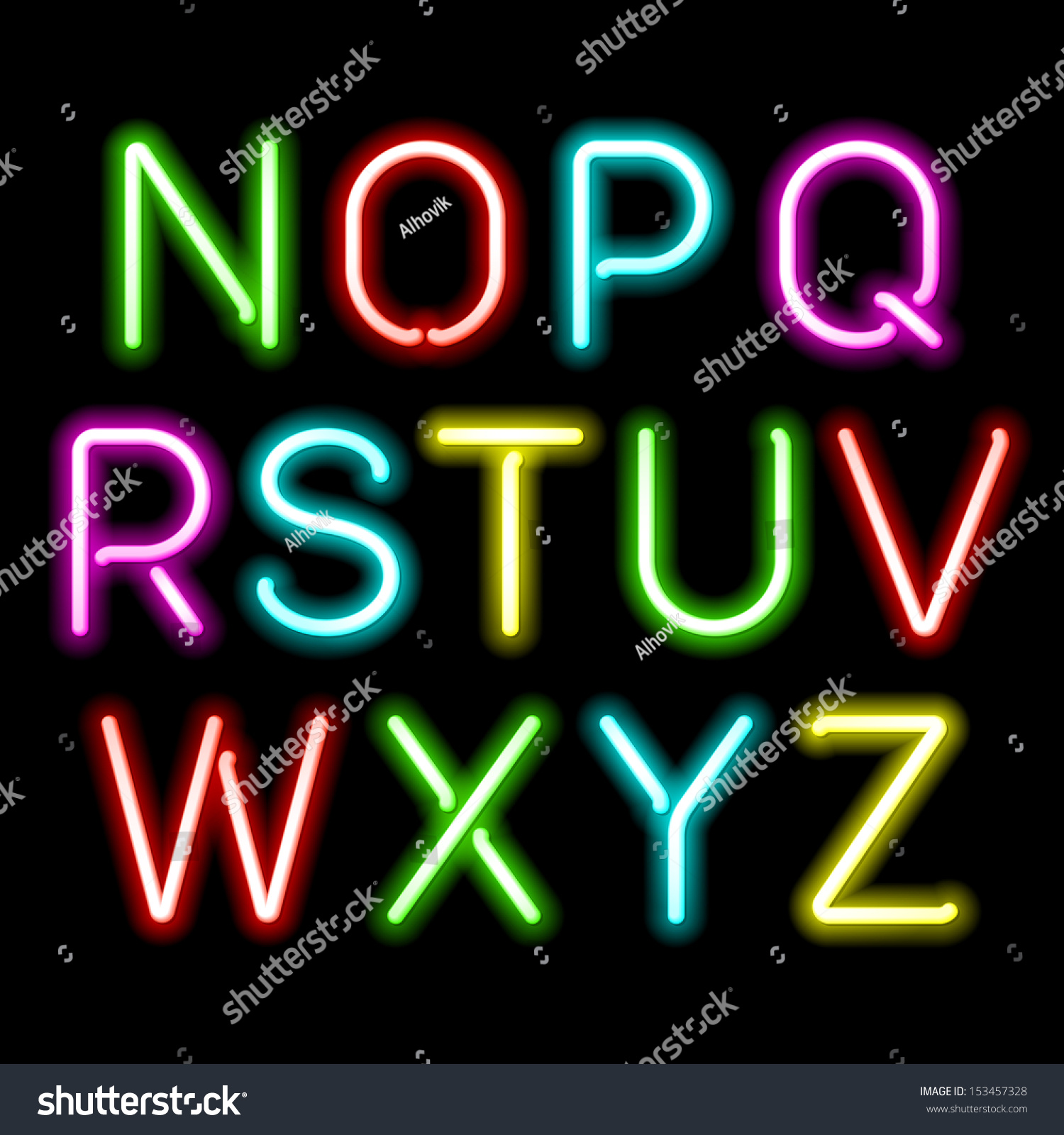 Neon Glow Alphabet Vector Stock Vector (Royalty Free) 153457328