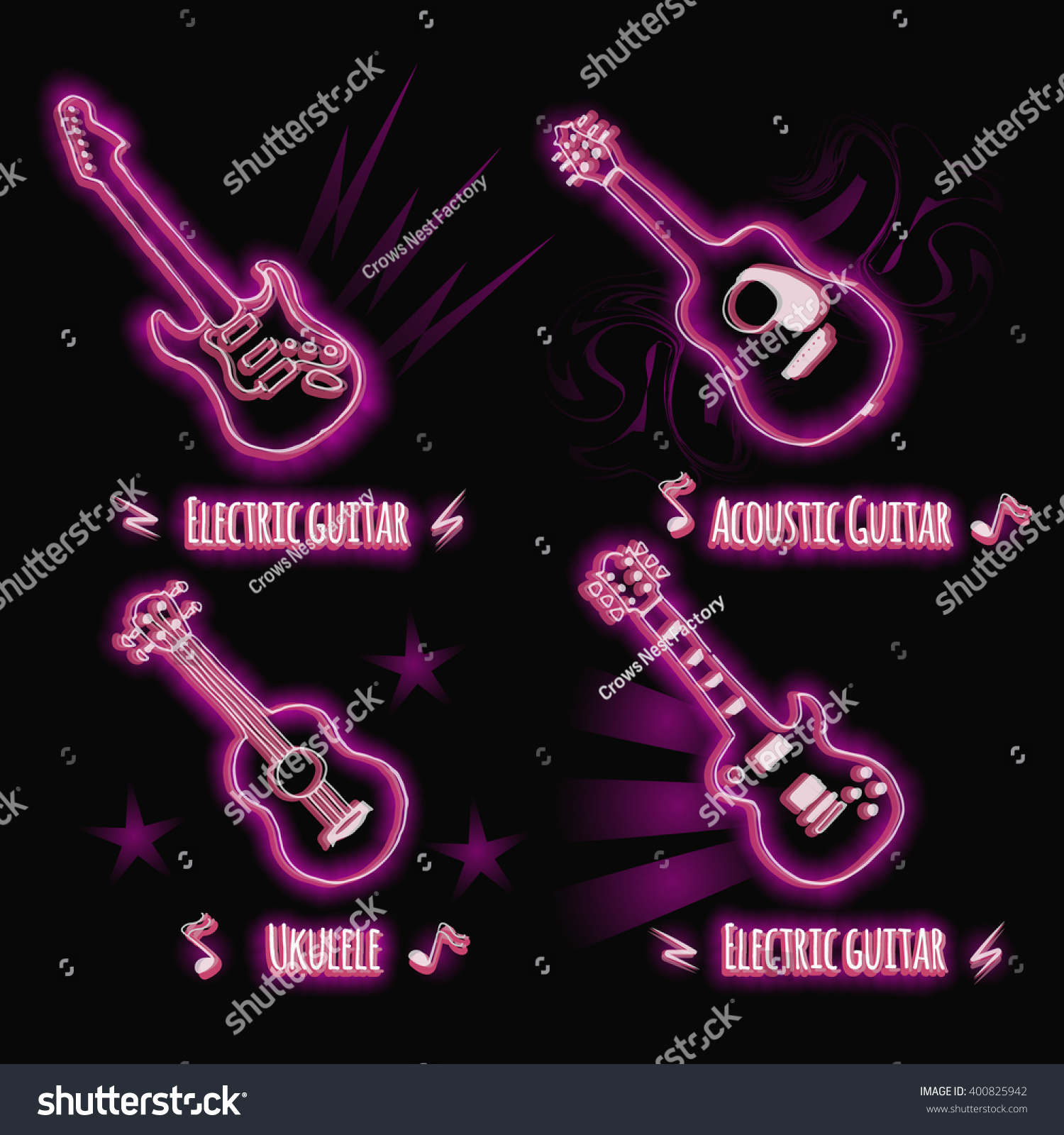 Neon Guitar Stock Vector (Royalty Free) 400825942