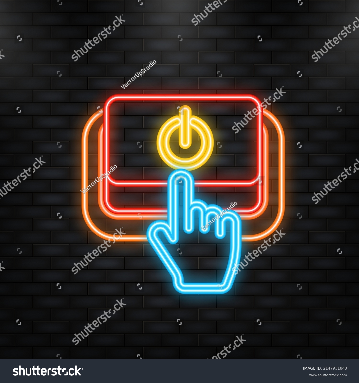 Neon Icon Power Button Flat Style Stock Vector (Royalty Free ...