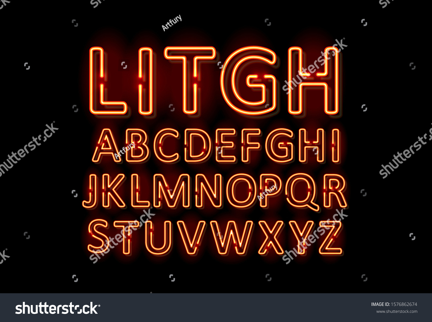 Neon Letters Graphic Template Vector Background Stock Vector (Royalty ...