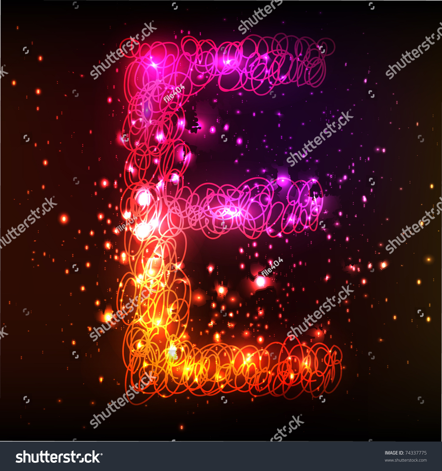 Neon Light Alphabets. Letter E Stock Vector Illustration 74337775 ...