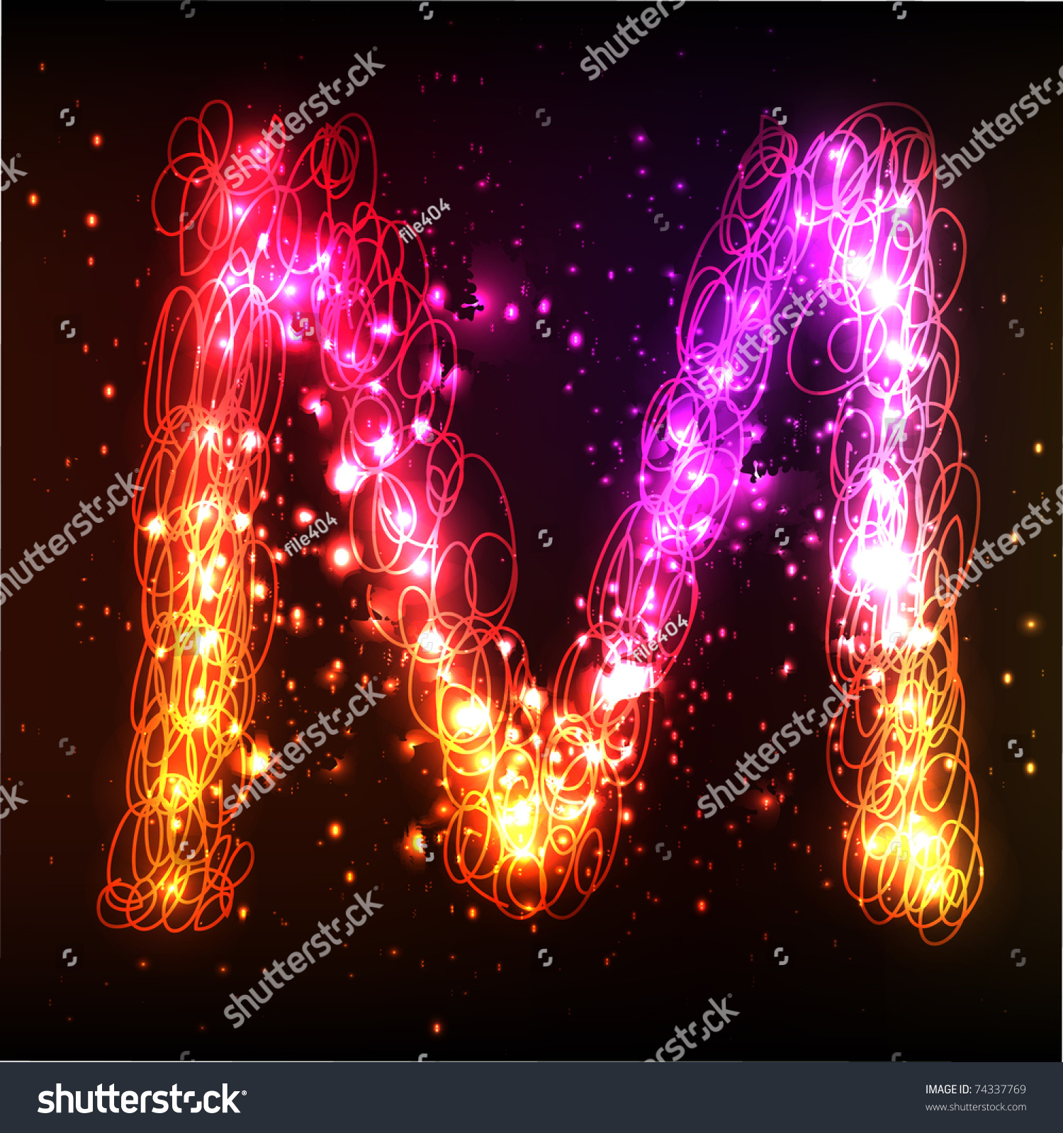Neon Light Alphabets Letter M Stock Vector 74337769 - Shutterstock