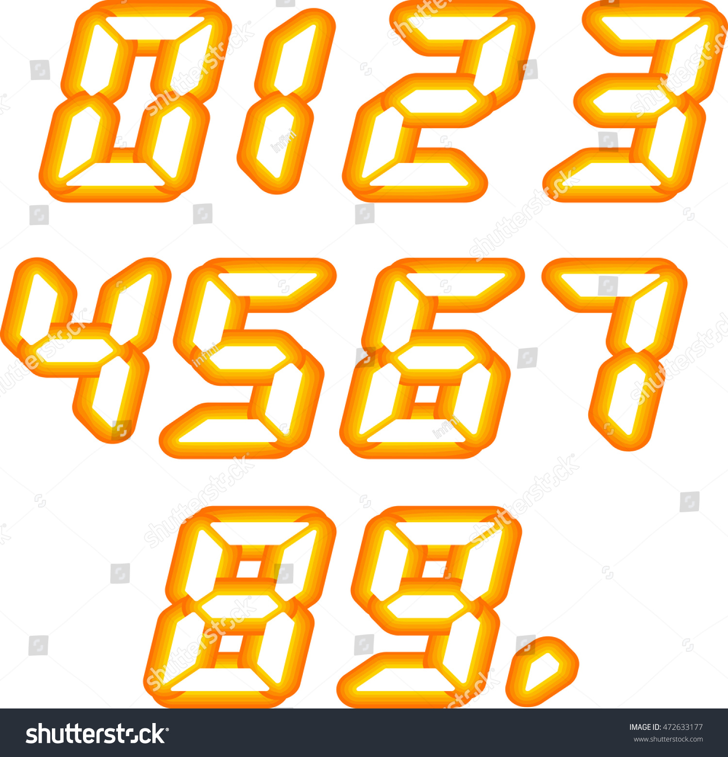 Neon Light Numbers Digits Seven Segment Stock Vector (Royalty Free ...