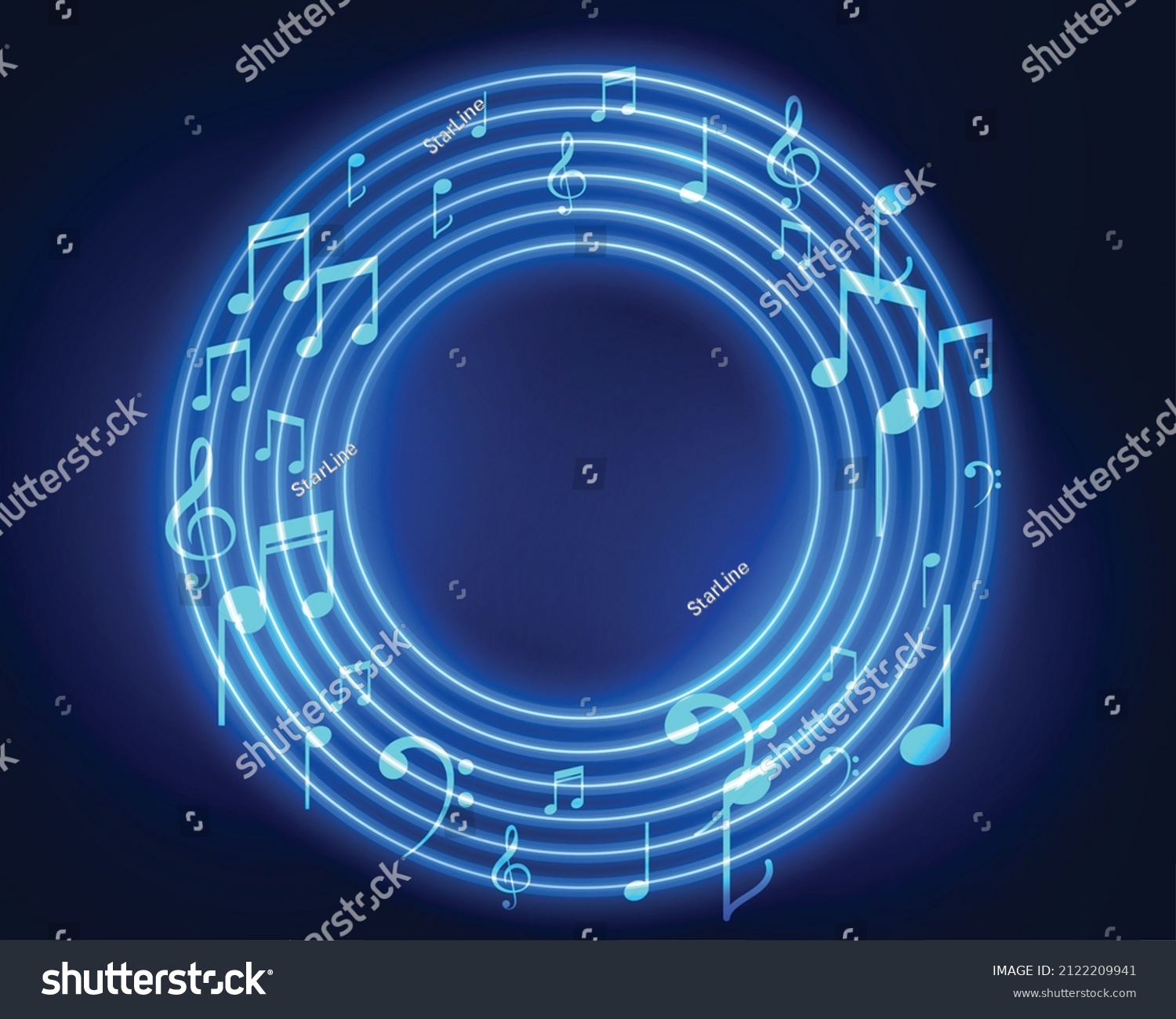 Neon Musical Notes Frame Text Space Stock Vector (Royalty Free ...