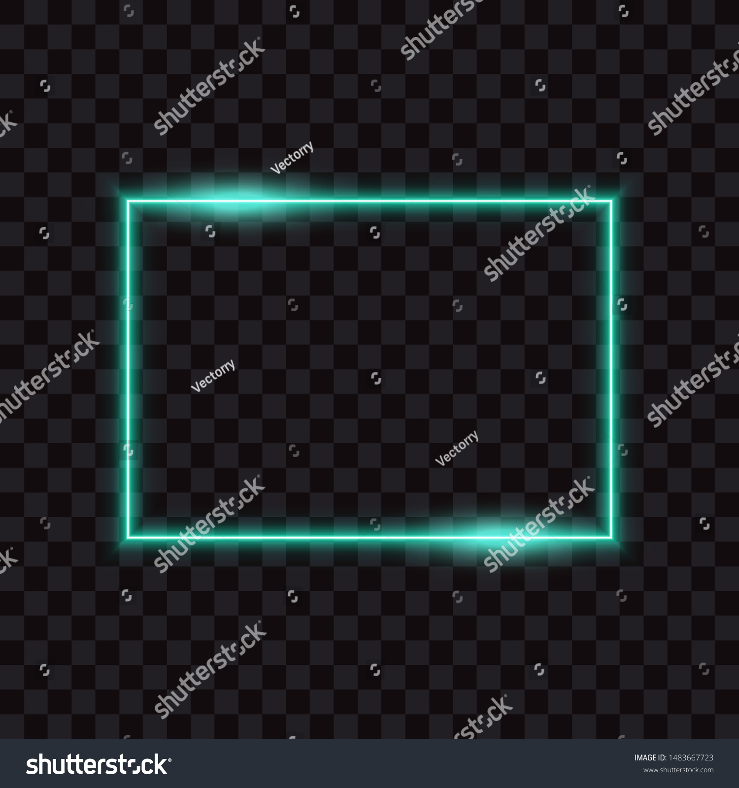 Neon Rectangle Frame On Transparent Background 스톡 벡터(로열티 프리) 1483667723 ...