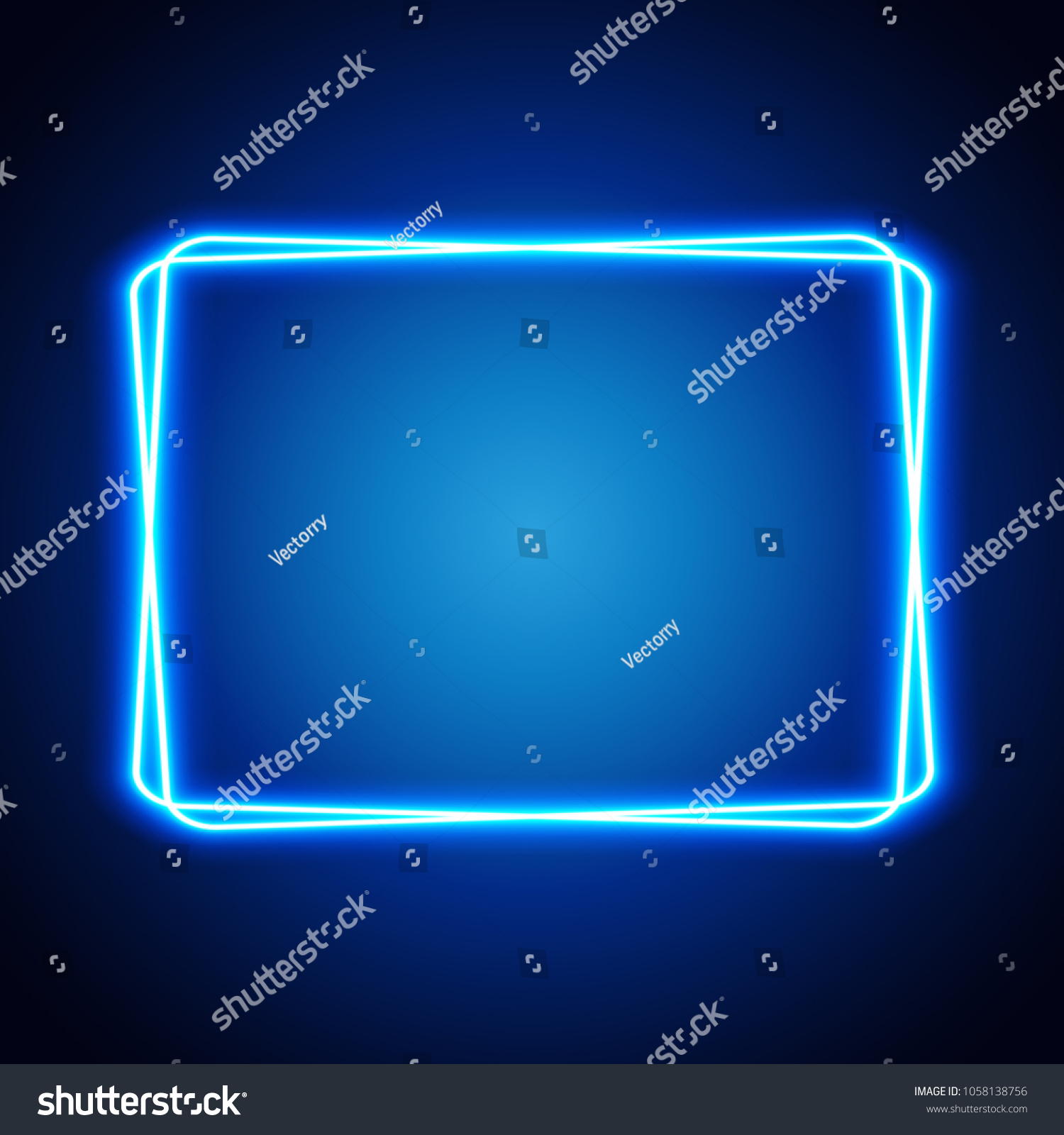 Neon Rectangle Glowing Frame On Dark Stock Vector (Royalty Free) 1058138756