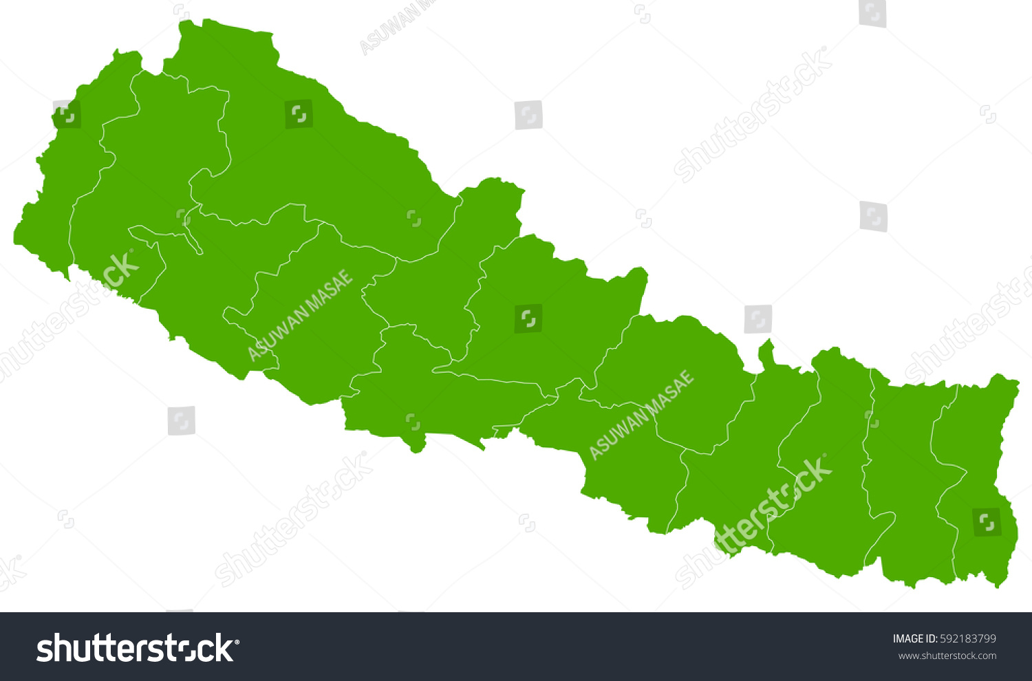 Nepal Green Map Stock Vector (Royalty Free) 592183799 | Shutterstock