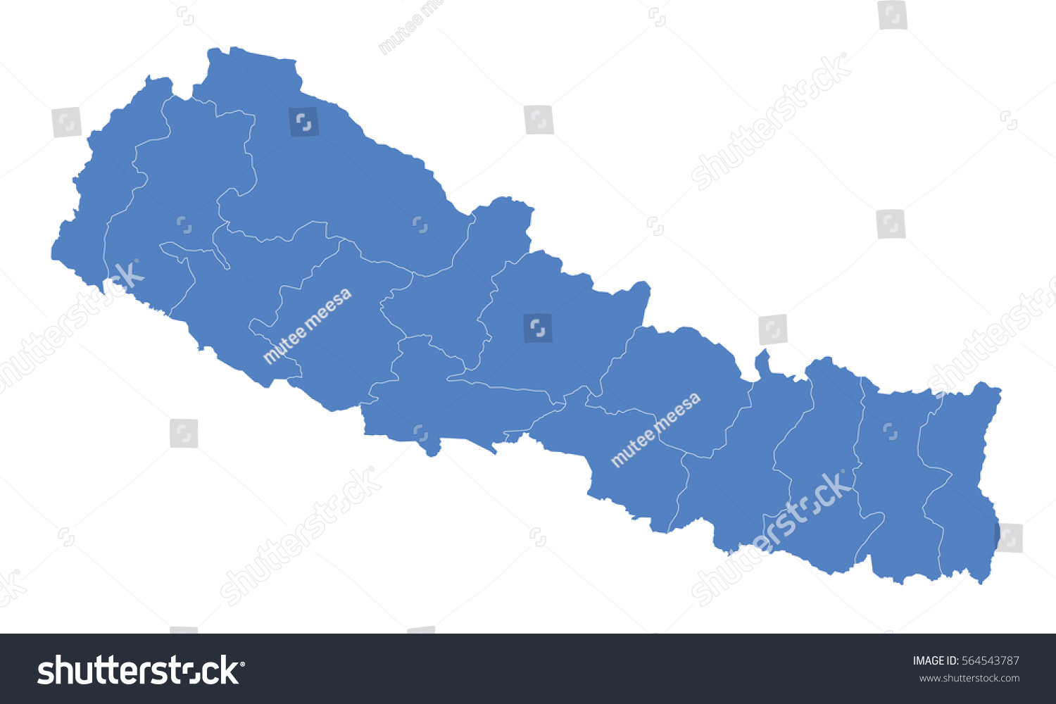 Nepal Map Blue Color Stock Vector (Royalty Free) 564543787