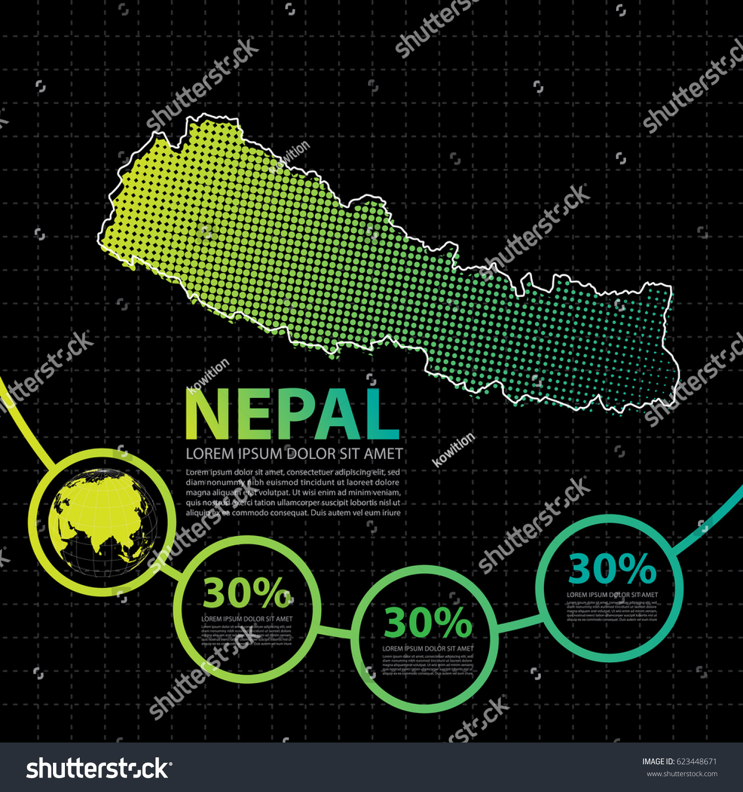 Nepal Map Infographic Design Template Stock Vector (Royalty Free ...