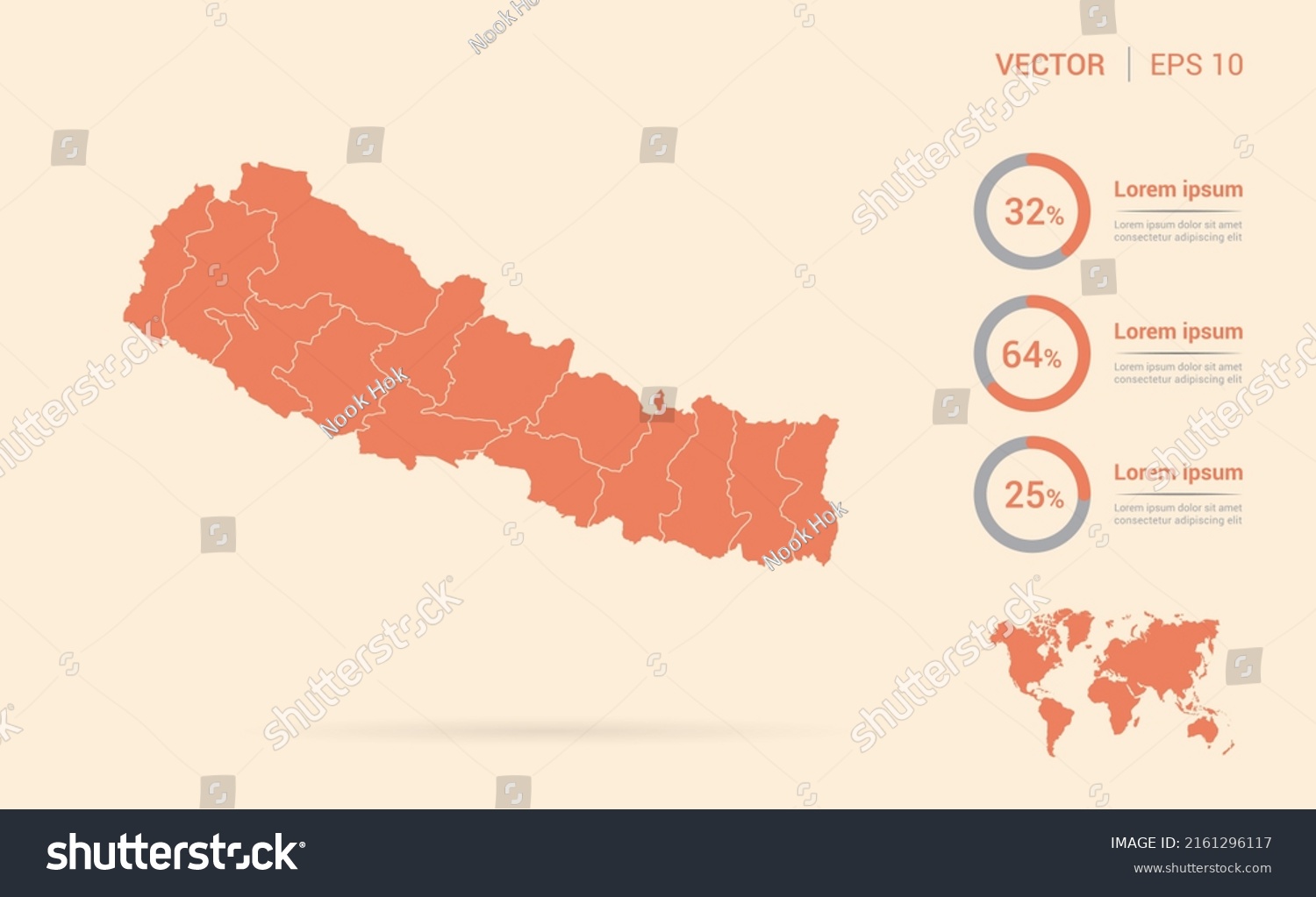 Nepal Map Orange Abstract Infographic Vector Stock Vector (Royalty Free ...