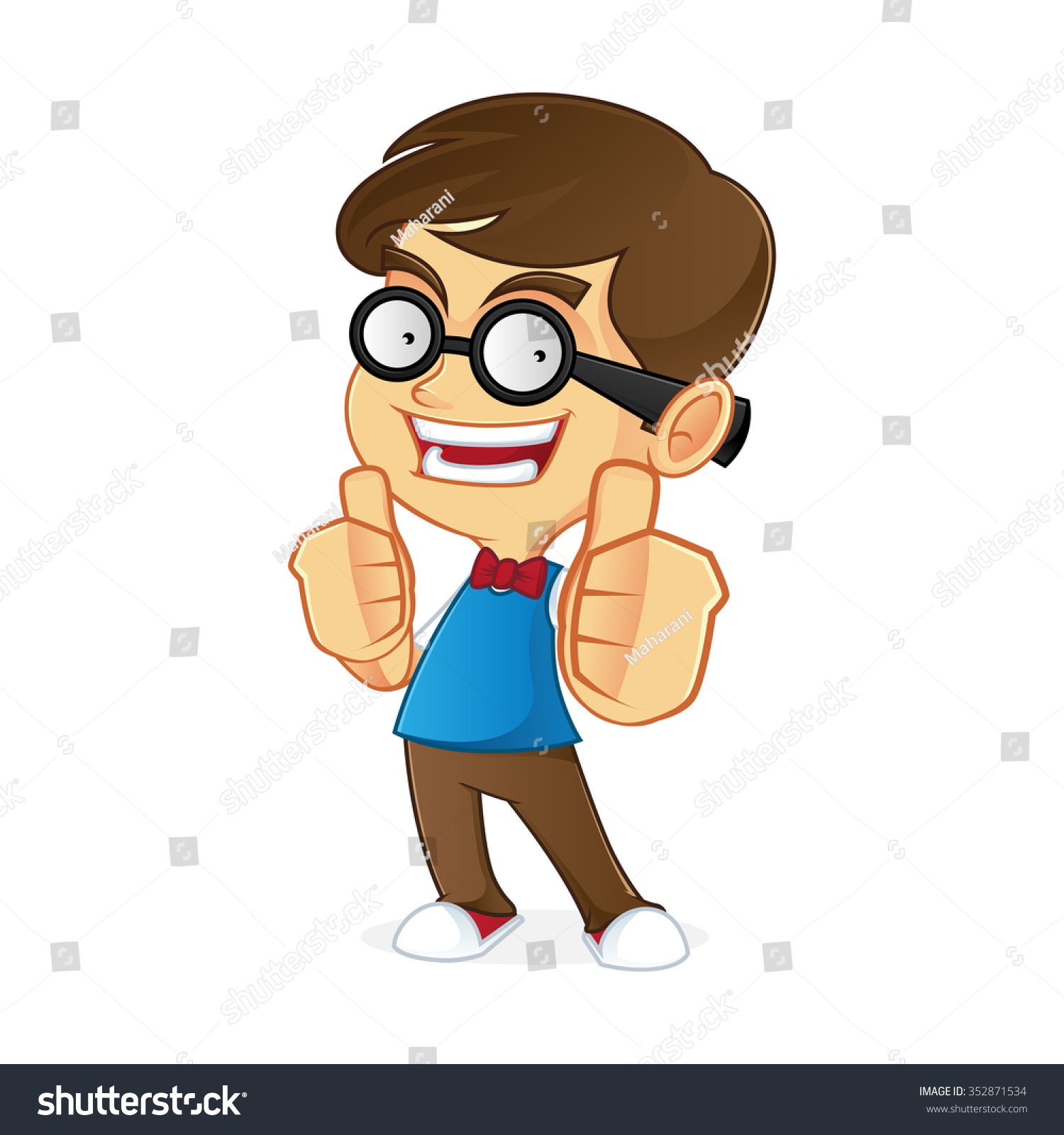 Nerd Giving Thumbs Stock Vector (Royalty Free) 352871534 | Shutterstock