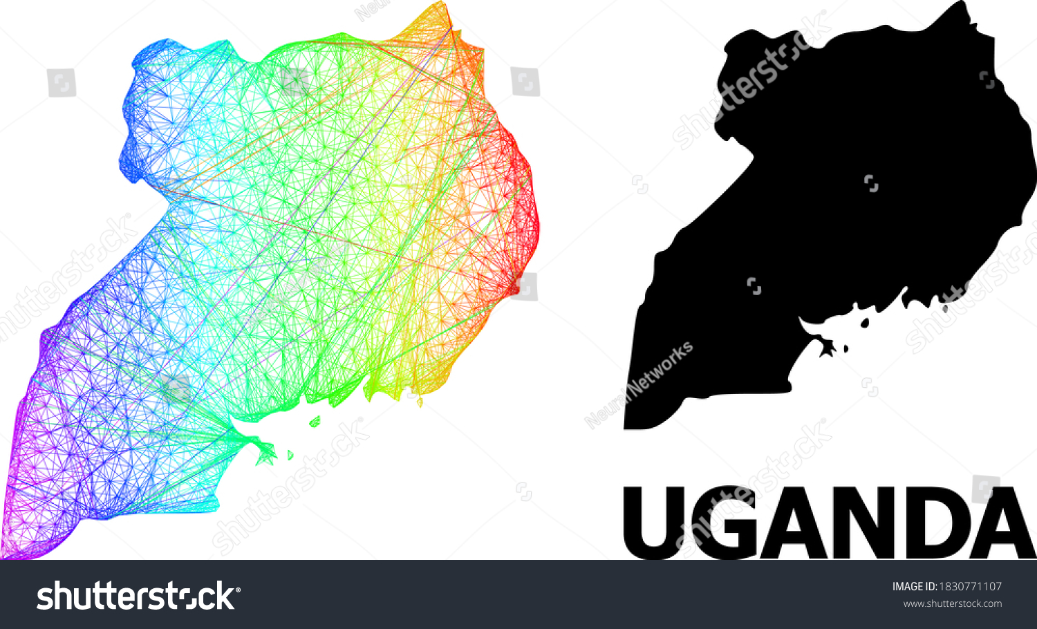 Net Solid Map Uganda Vector Model Stock Vector (Royalty Free ...