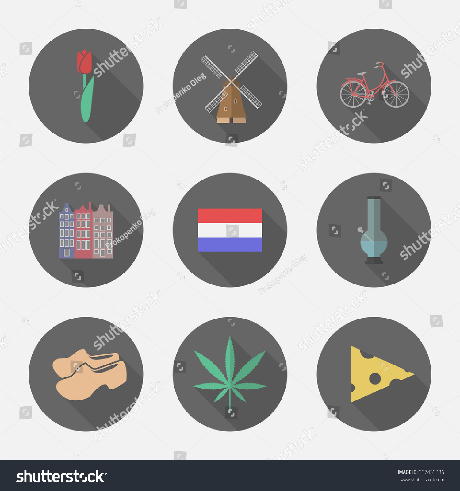 Netherlands Icon Set Flat Style Stock Vector (Royalty Free) 337433486 ...