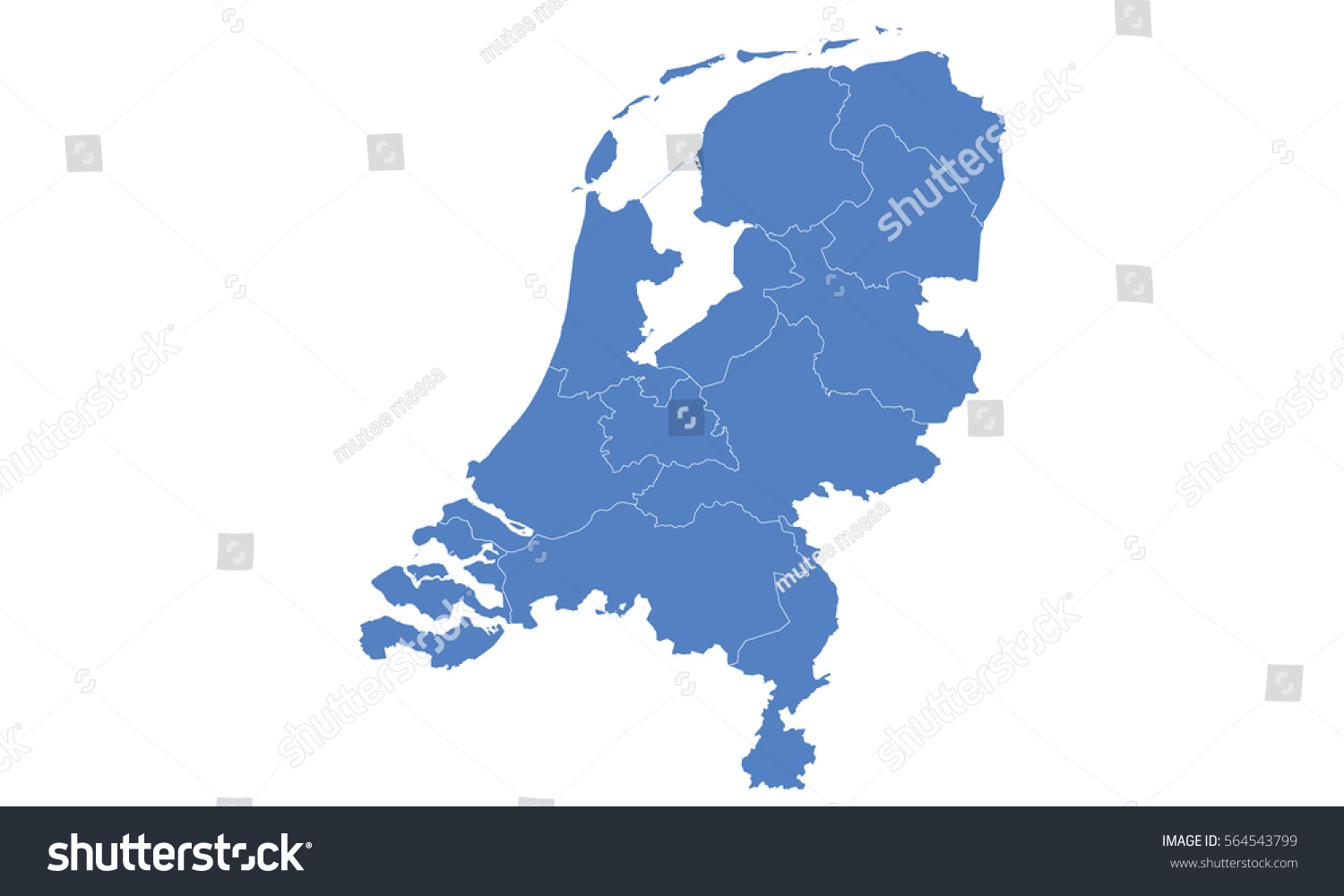 Netherlands Map Blue Color Stock Vector (Royalty Free) 564543799