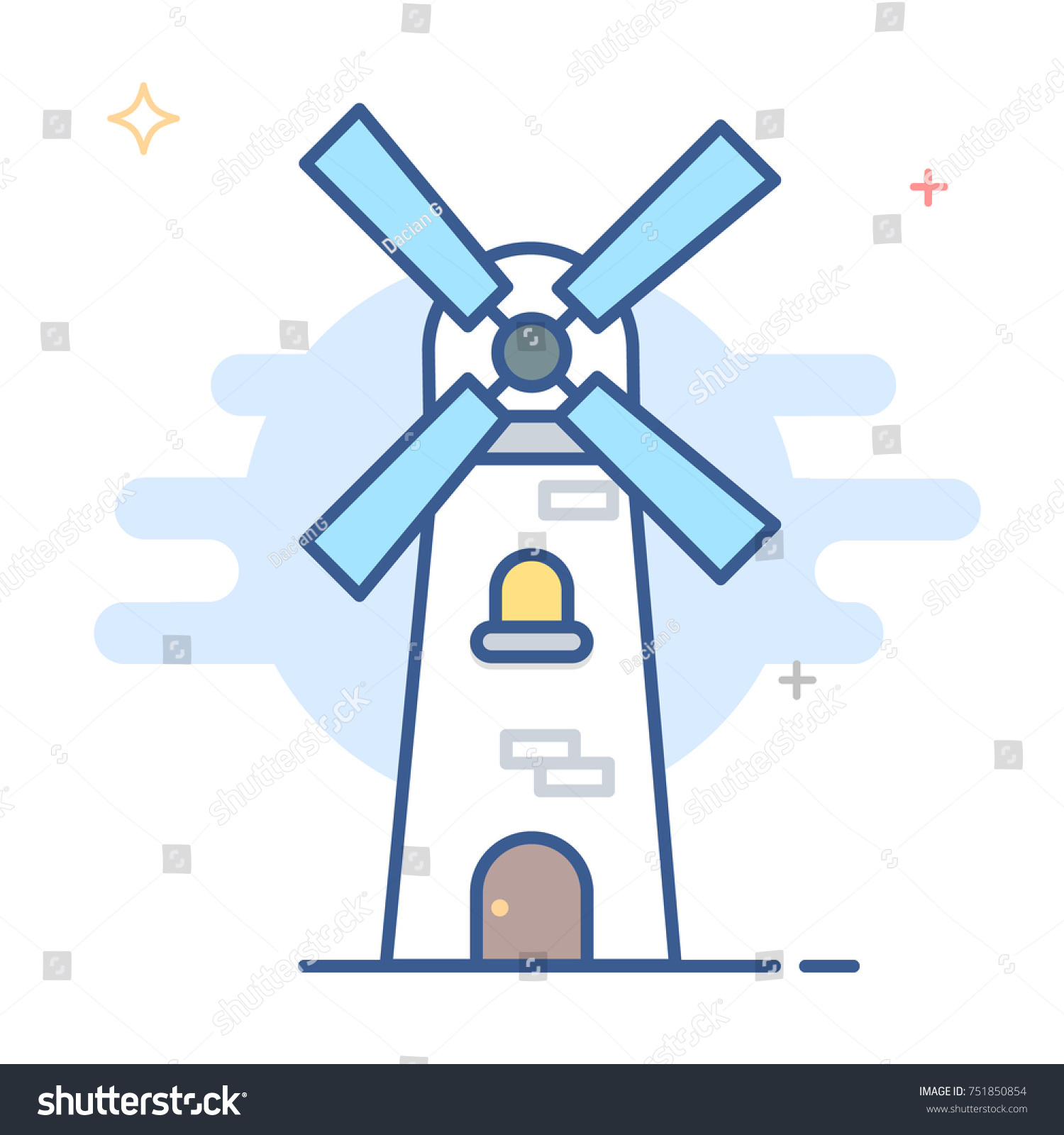 Netherlands Windmill Icon Vector Line Illustration Stock Vector ...
