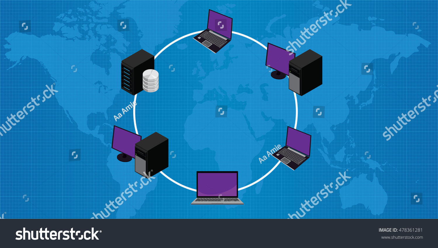 Network Connection Lan Wan Ring Topology Stock Vector (Royalty Free ...