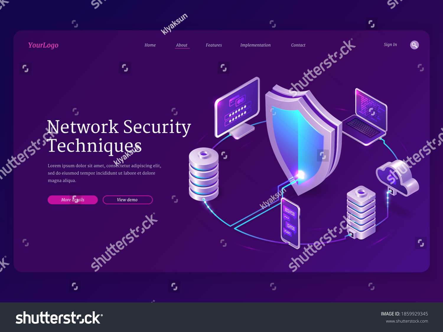 Network Security Techniques Banner Concept Safety Stock Vector (Royalty ...