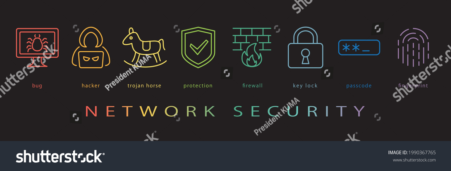 Network Security Vector Icon Set Neon Stock Vector (Royalty Free ...