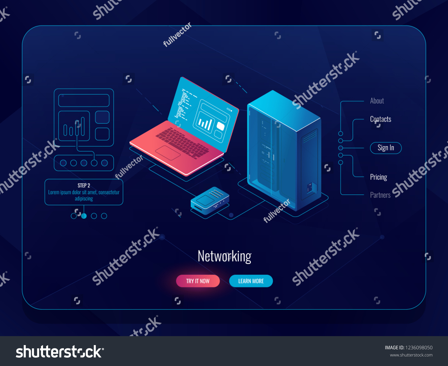 Networking Scheme Isometric Data Exchange Transfer 库存矢量图（免版税）1236098050 ...