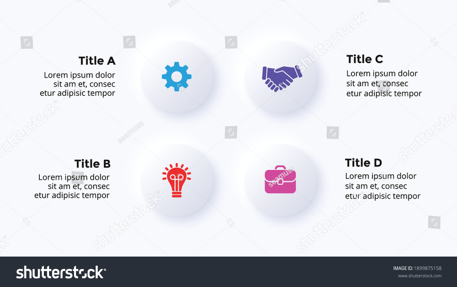 Neumorphic Vector Infographic Cycle Diagram 4 Stock Vector (Royalty ...