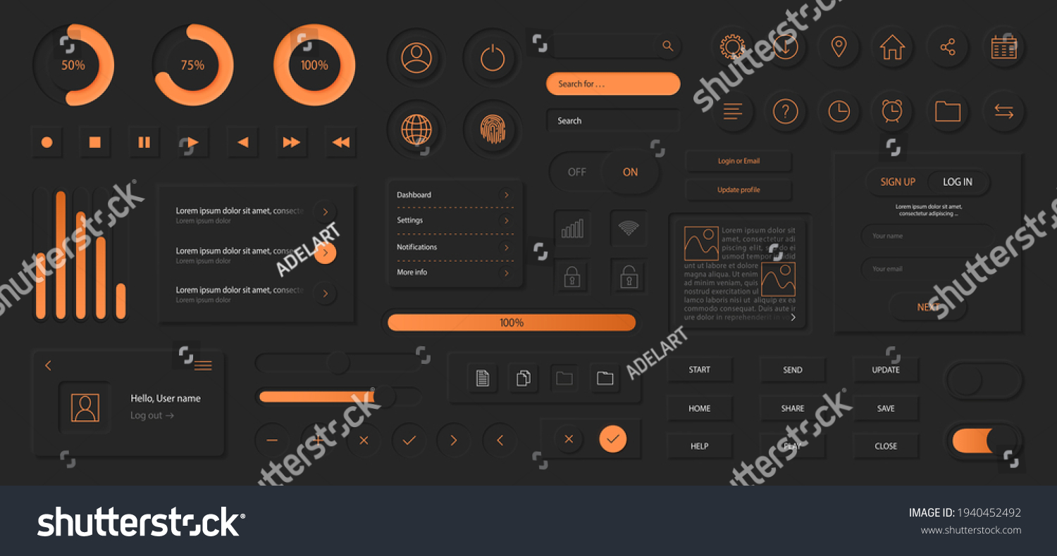 Neumorphism Style Elements Vector Set Modern Stock Vector (Royalty Free ...