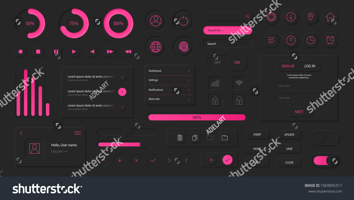 Neumorphism Style Elements Vector Set Modern Stock Vector (Royalty Free ...
