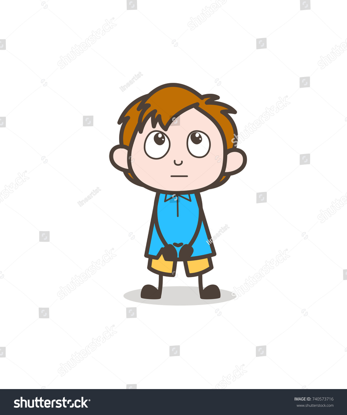 Neutral Face Expression Cute Cartoon Kid Stock Vector (Royalty Free ...