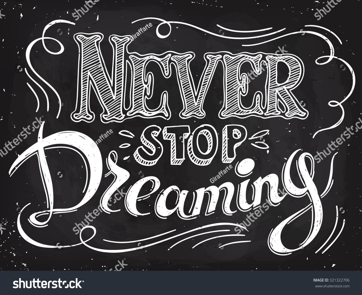 Never Stop Dreaming Motivational Postervintage Lettering Stock Vector