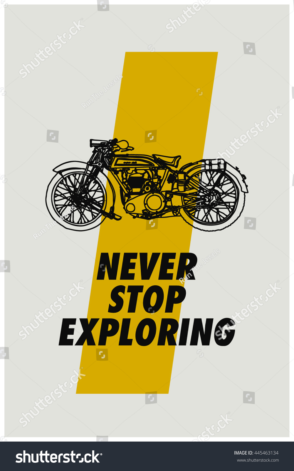 Never Stop Exploring Hand Drawn Motorcycle Stock Vector (Royalty Free ...