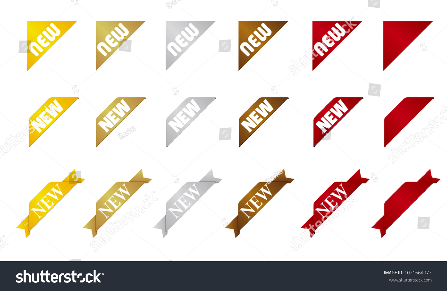 New Banner Icon Corner Ribbon Set Stock Vector (Royalty Free) 1021664077