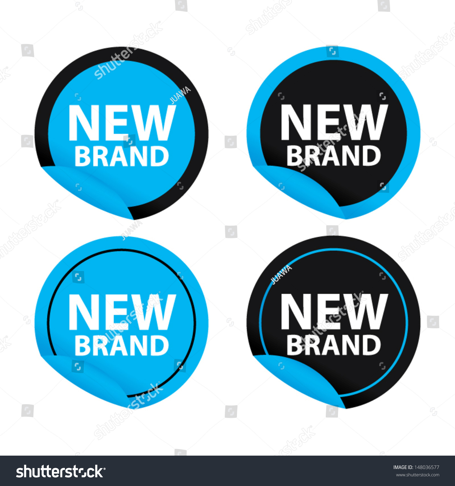 New Brand Design Version Stickers Set Stock Vector (Royalty Free) 148036577