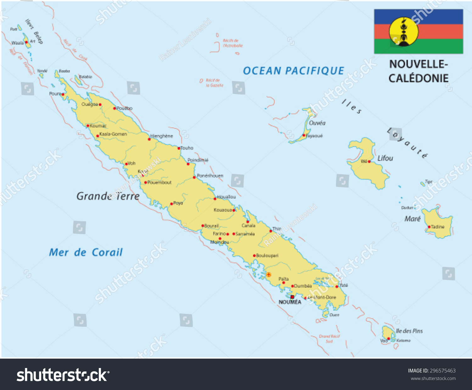 New Caledonia Map Flag Stock Vector (Royalty Free) 296575463